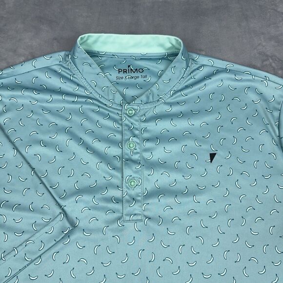 Primo | Shirts | Primo Polo Shirt Mens Size Xl Tall Blue Bananas Print ...